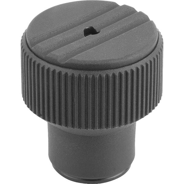 Kipp Torque Knurled Knob Size:2 D=M05, Thermoplastic Black Ral7021, Comp:Steel, Cap:Black ...